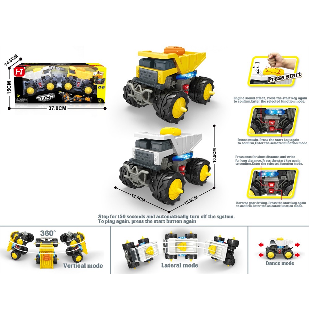 2PK 6 Inch Programmable & Light & Sound Vehicle With PVC Wheels