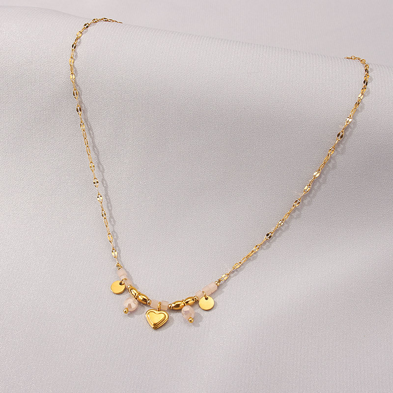 Fancy Bijoux Jewelry Necklace Heart With Natural Stone Stainless Steel ...
