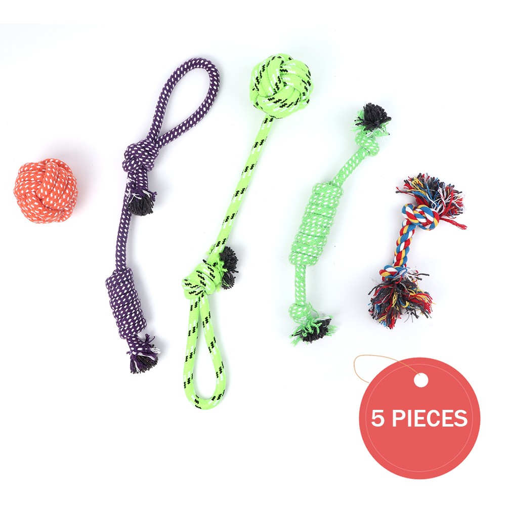 5 Pack Pets Puppy Dog Rope Toys For Aggressive Chewers
