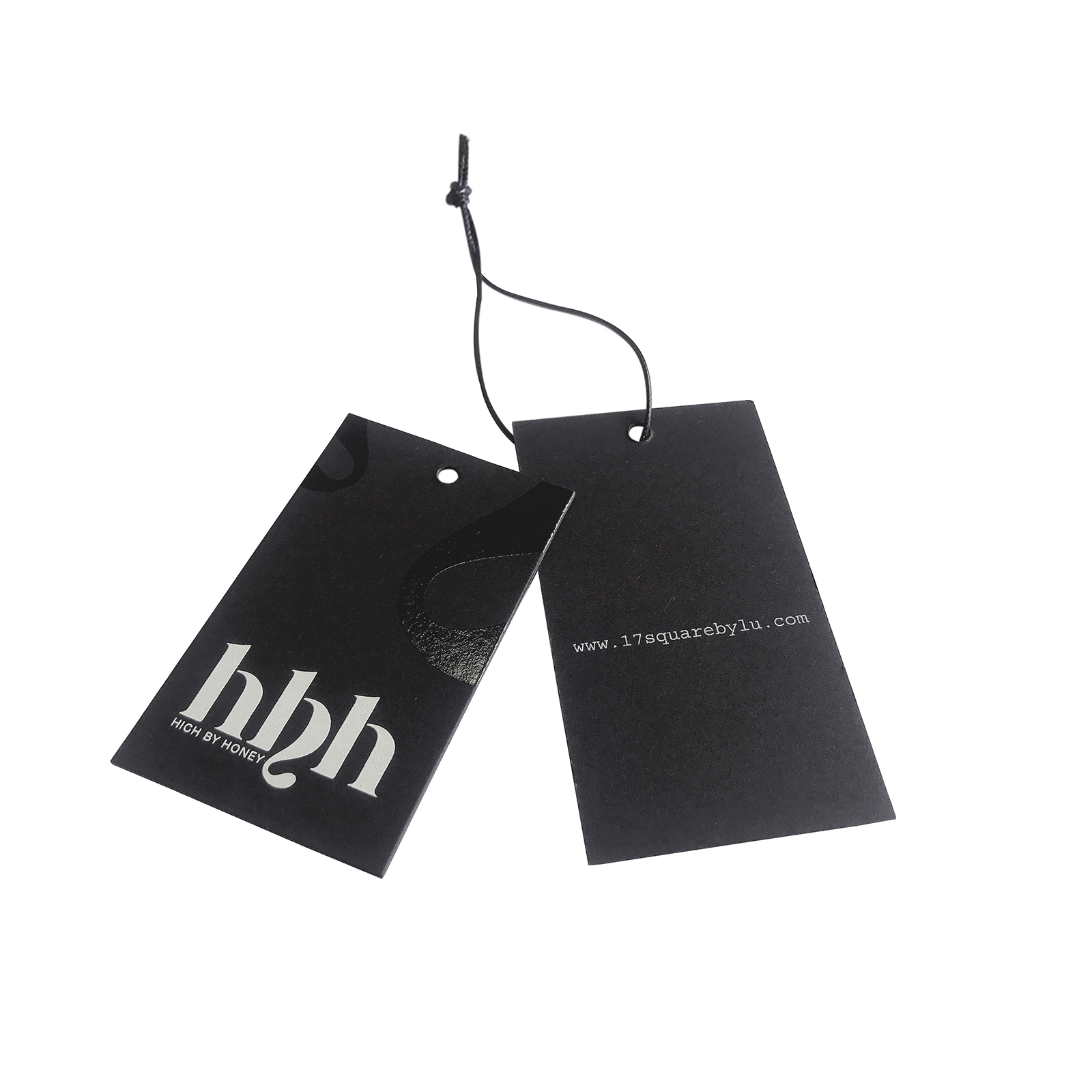 Sustainable perforated vintage designer black card hang tags custom ...