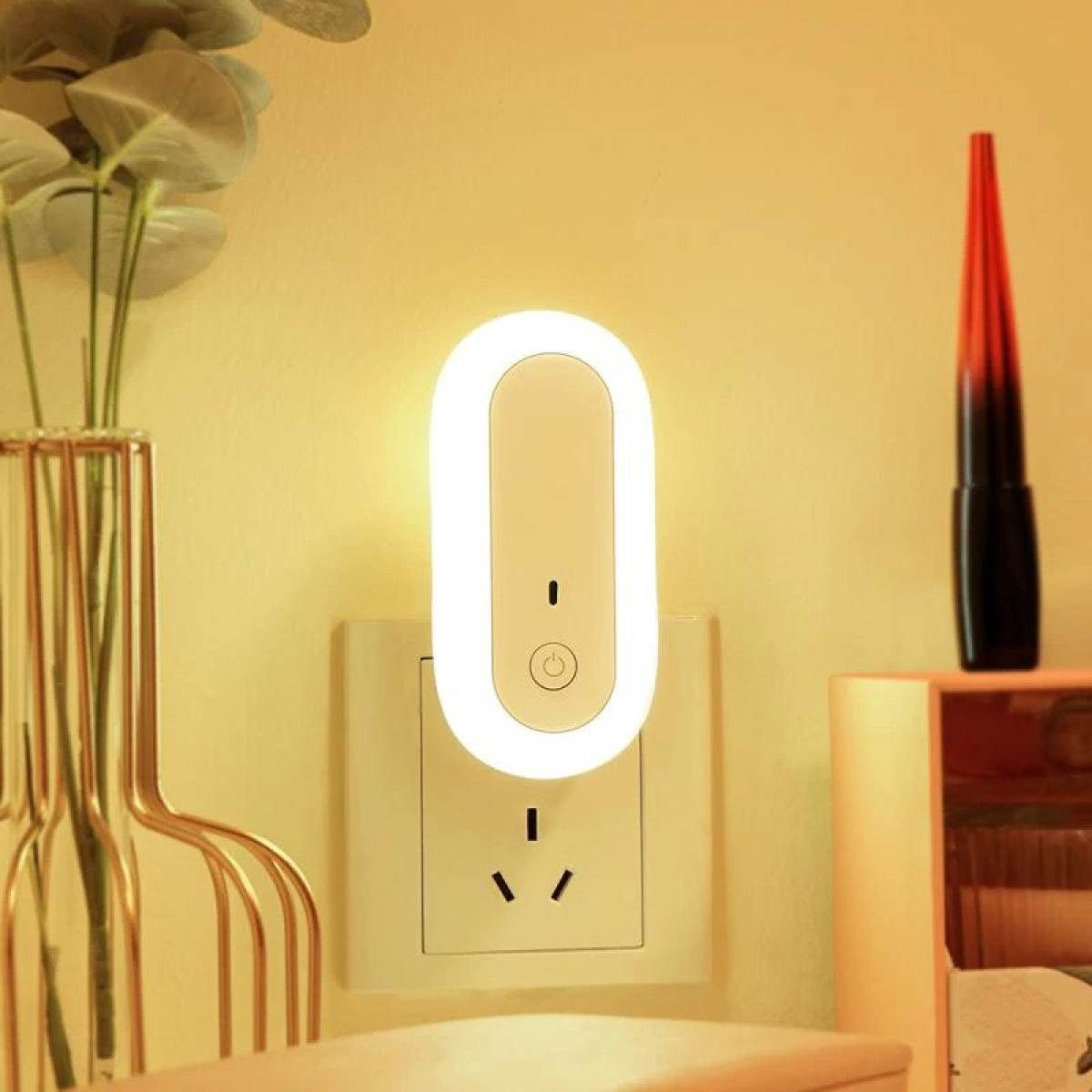 Oval Dual USB Remote Control Night Light USB Socket Quick Plug Night ...