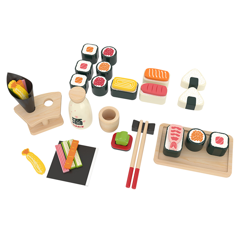 Sushi Counter Wooden Toy Cognitive Simulation Set Kitchen Pretend ...