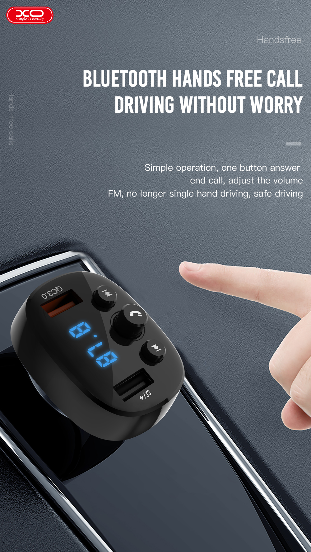 XO-BCC03 car charger 18W Bluetooth+QC3.0 Quick Charger