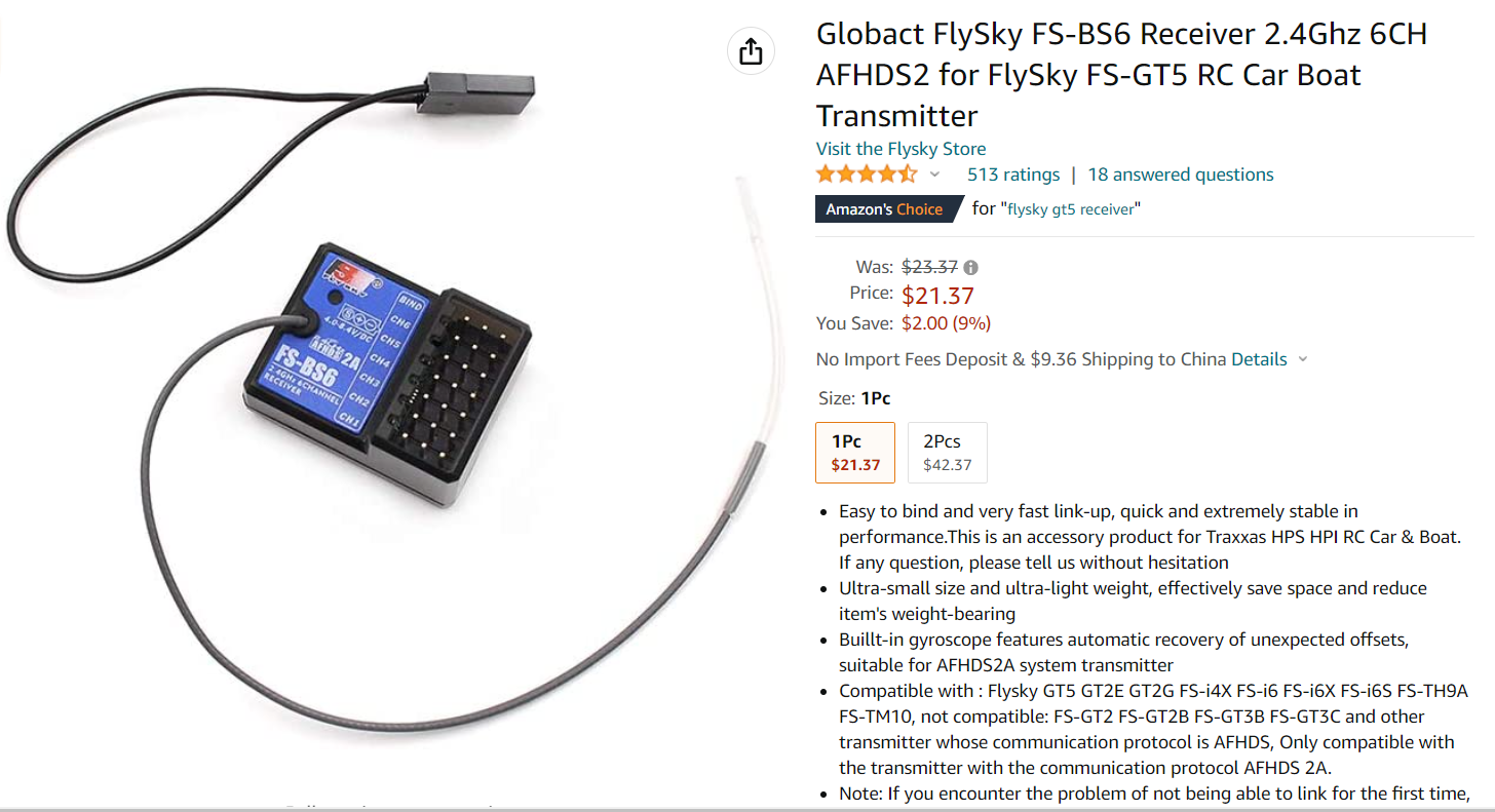 Home FlySky FS-BS6 Receiver 2.4Ghz 6CH AFHDS2 for FlySky FS-GT5 FS-IT4S ...