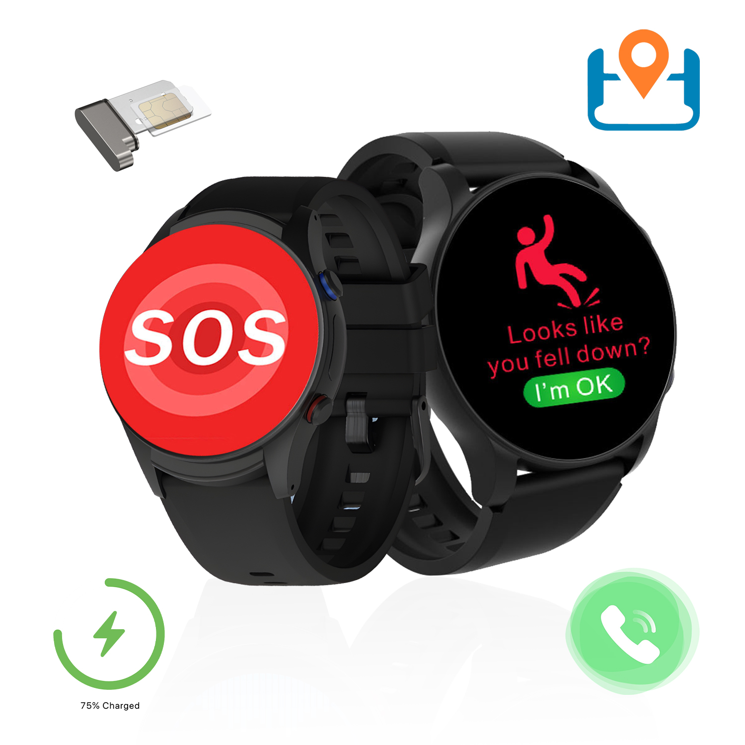 Anti Lost Fall Elder odm/oem SDK Smartwatch Emergency sos Calling Alarm ...