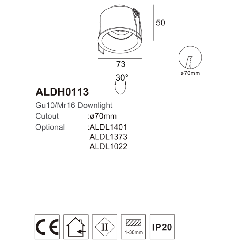 IP20 gu10 housing Gu10/Mr16 Downlight housing black lamp housing