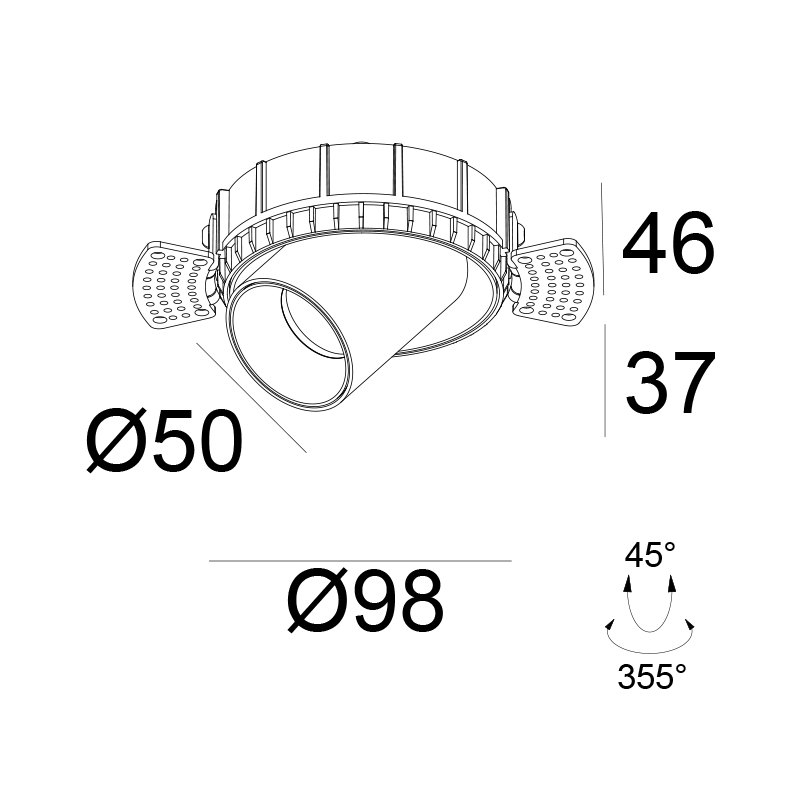 trimless adjustable downlights 10W 900lm tiltable downlights recessed adjustable spotlight